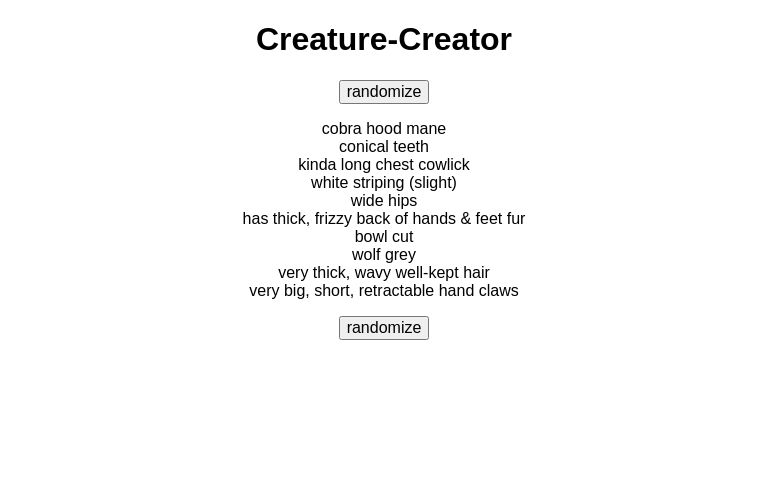 Creature-Creator ― Perchance Generator