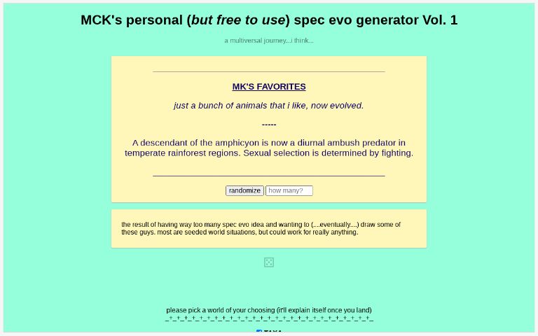 MCK's personal (but free to use) spec evo generator Vol. 1