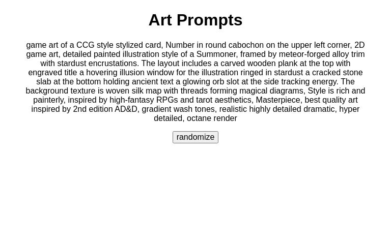 Art Prompts ― Perchance Generator
