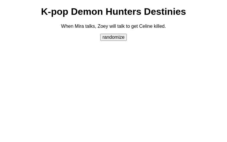 K-pop Demon Hunters Destinies ― Perchance Generator