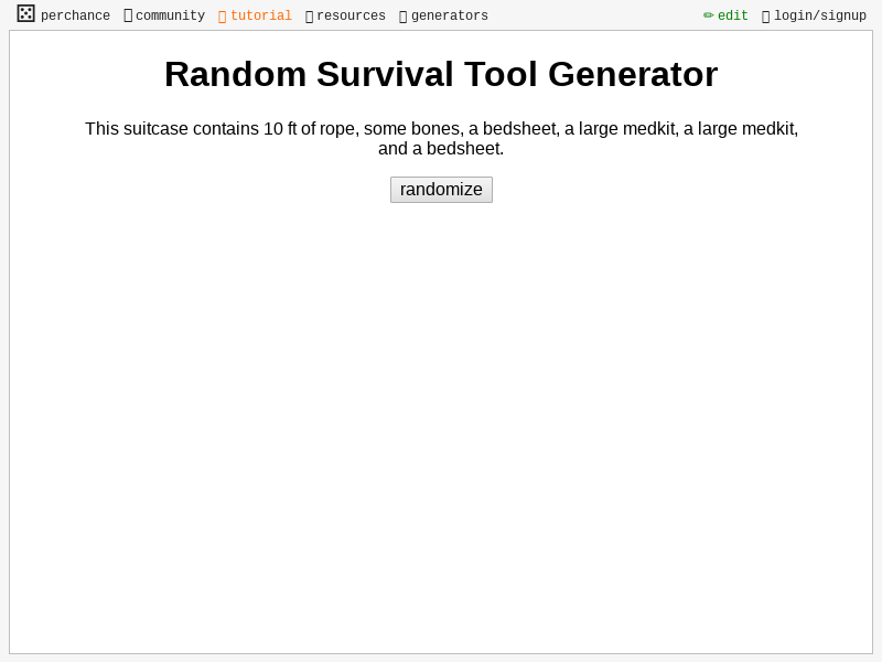 Random Survival Tool Generator