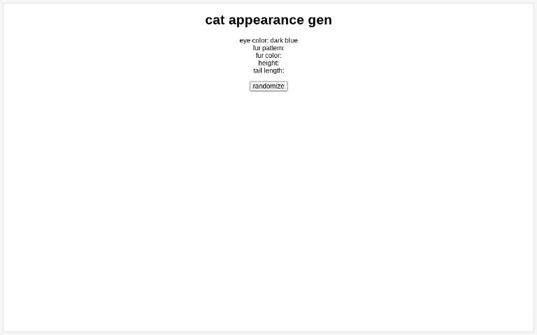 cat appearance gen ― Perchance Generator