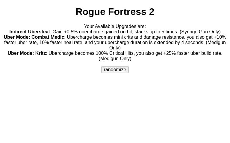 Rogue Fortress 2 ― Perchance Generator