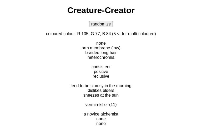 Creature-Creator ― Perchance Generator