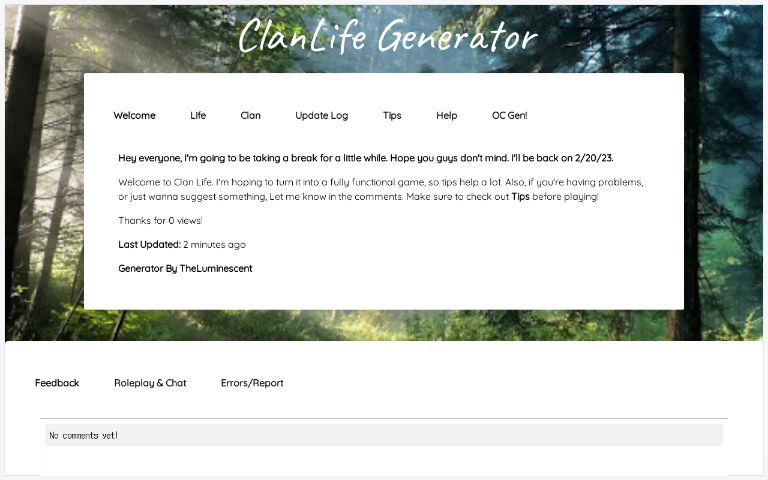 Clan Life Generator Game