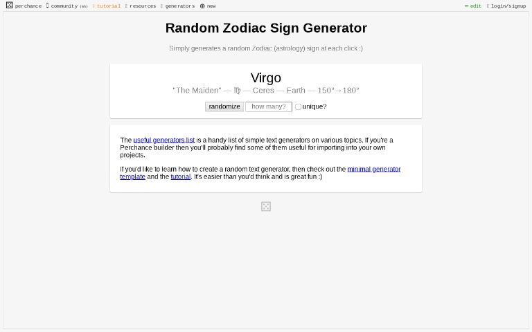 Random Zodiac Sign Generator