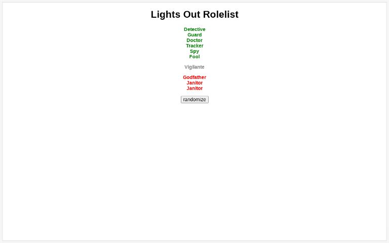 Lights Out Rolelist ― Perchance Generator