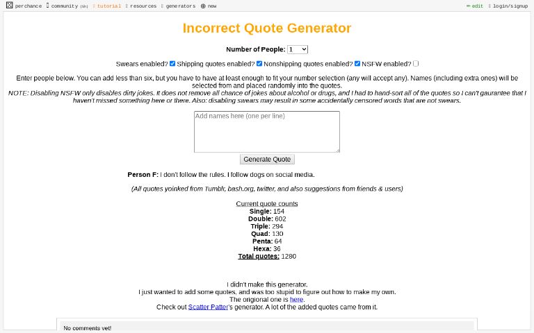 Incorrect Quote Generator