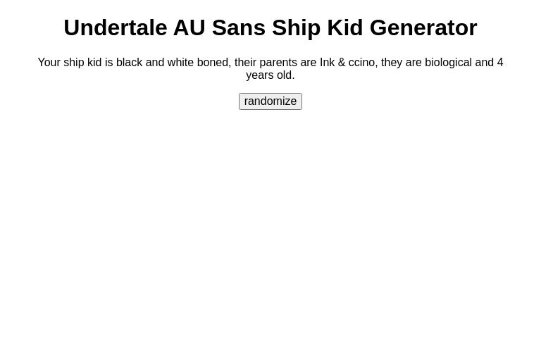 Undertale AU Sans Ship Kid Generator