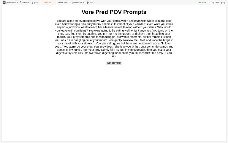 Vore Pred POV Prompts ― Perchance Generator