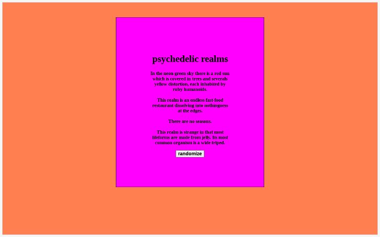 psychedelic realms ― Perchance Generator