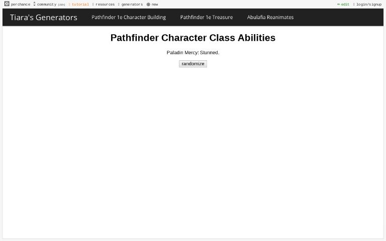 Pathfinder Character Class Abilities ― Perchance Generator