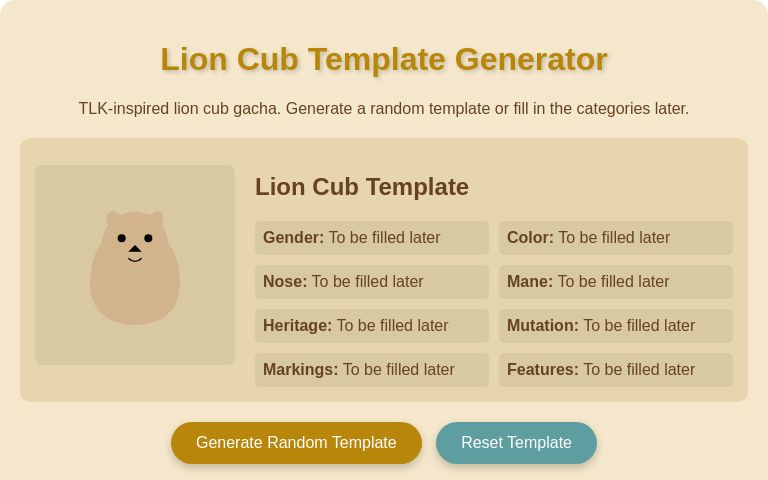 Lion Cub Template Generator