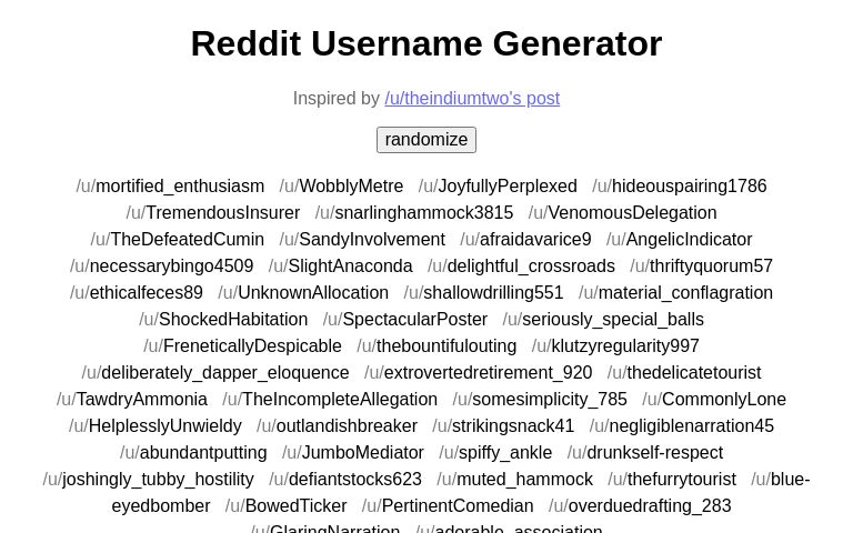 Reddit Username Generator