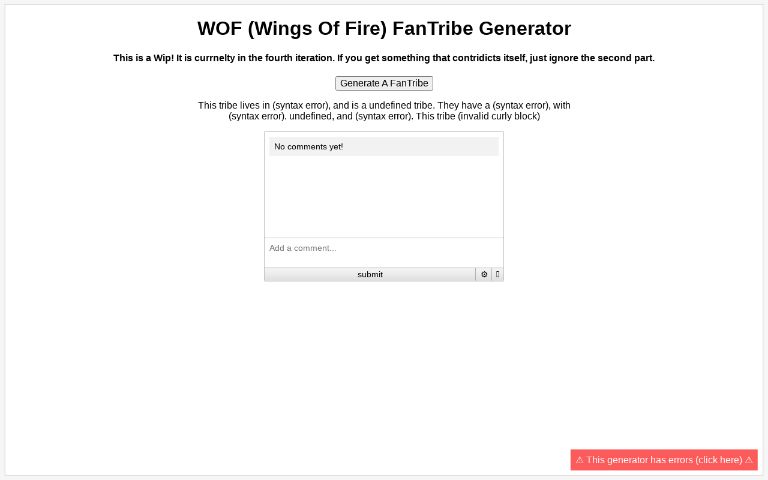 WOF (Wings Of Fire) FanTribe Generator
