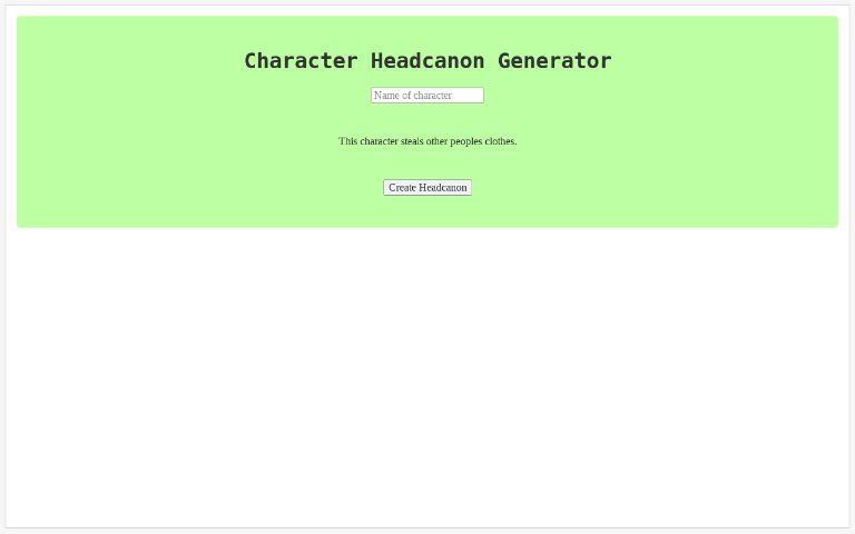 Character Headcanon Generator
