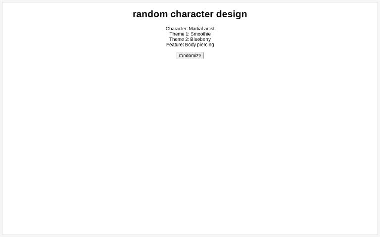 random character design ― Perchance Generator