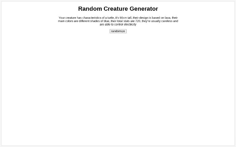 Random Creature Generator