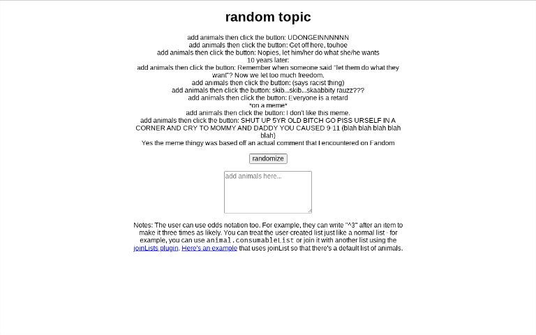 random topic ― Perchance Generator