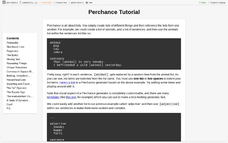 Perchance Tutorial ― Perchance Generator