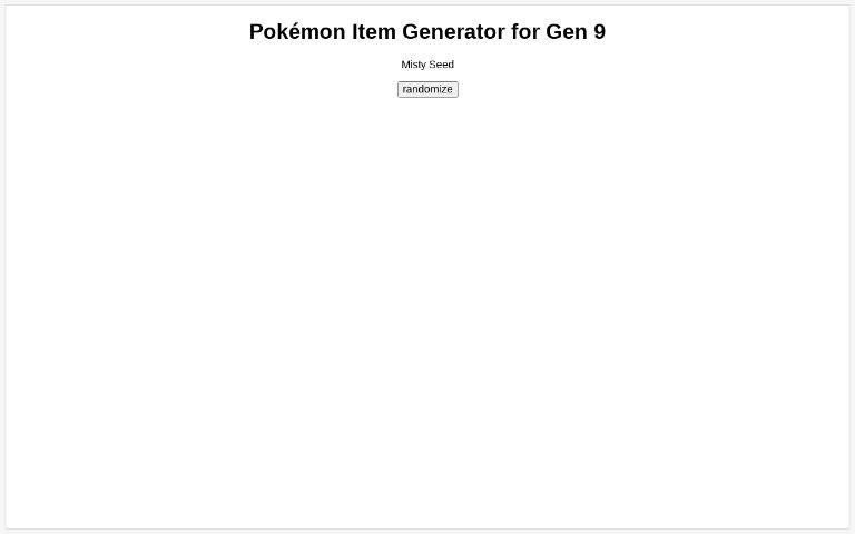 Pokémon Item Generator for Gen 9