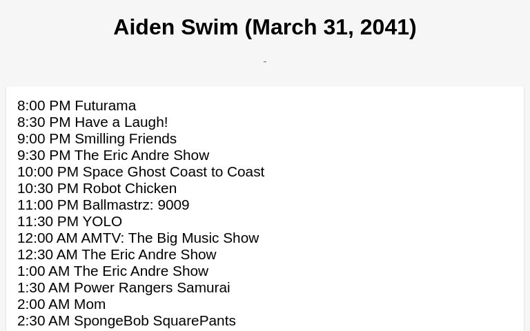Aiden Swim (March 31, 2041) ― Perchance Generator