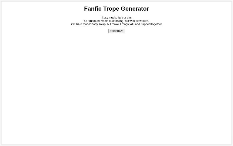 Fanfic Trope Generator