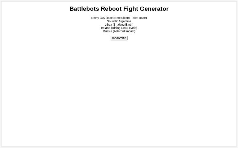 Battlebots Reboot Fight Generator