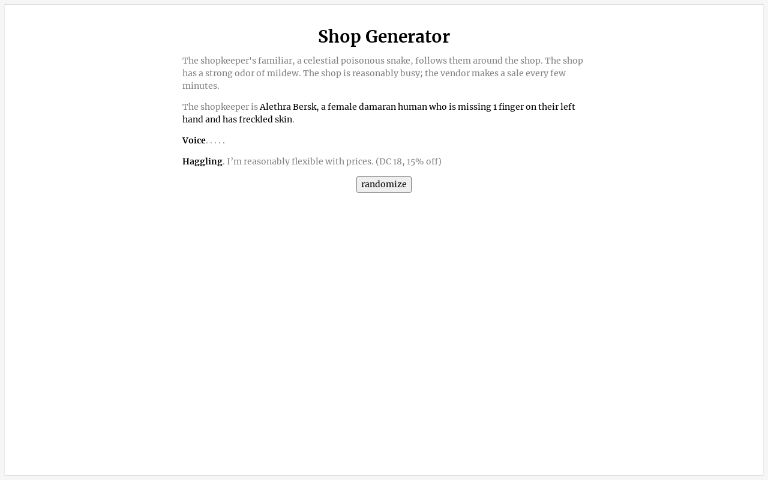 Shop Generator