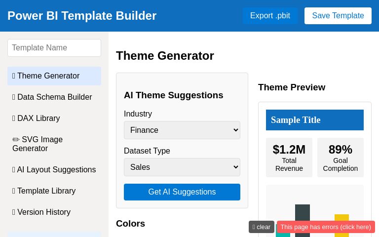 Power BI Template Builder ― Perchance Generator