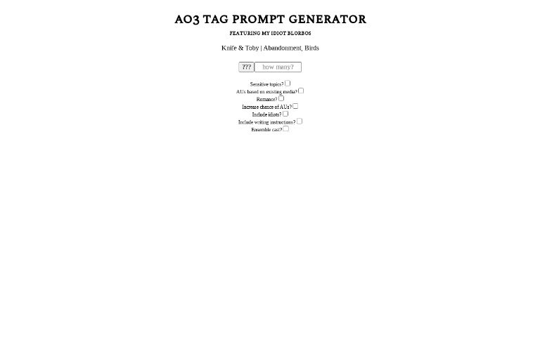 ao3 tag prompt generator