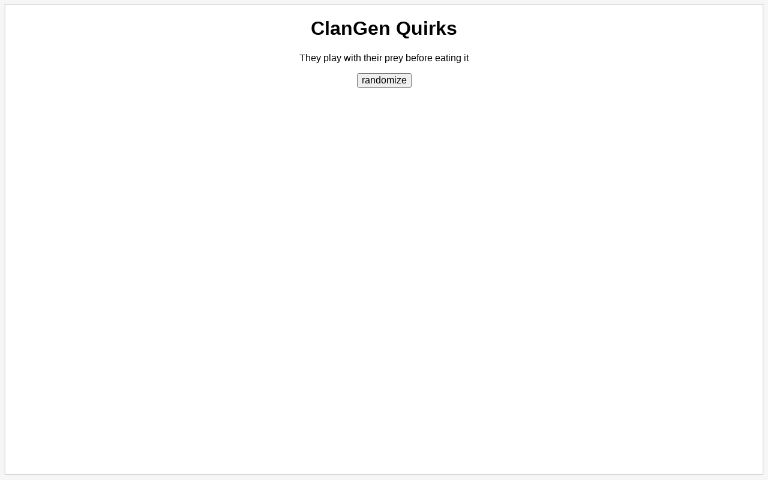 ClanGen Quirks ― Perchance Generator