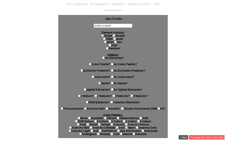 Element Combo Generator V2
