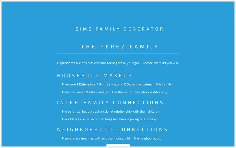 Sims Family Generator
