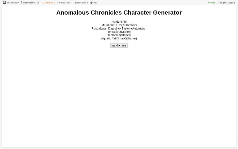 Anomalous Chronicles Character Generator