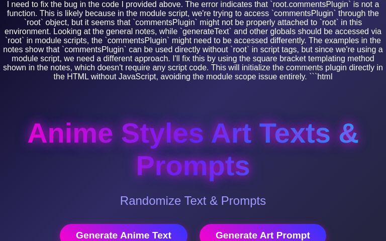 Anime Styles Art Texts & Prompts ― Perchance Generator