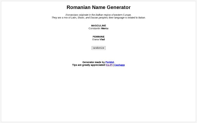 Romanian Name Generator
