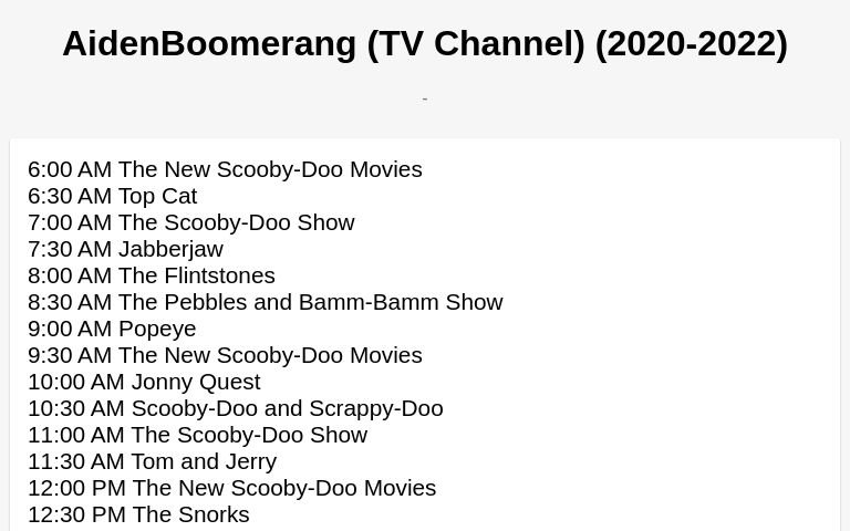 AidenBoomerang (TV Channel) (2020-2022) ― Perchance Generator