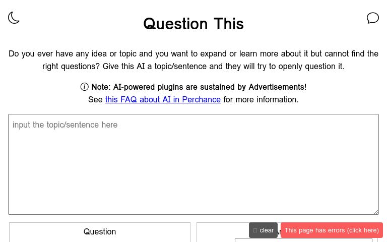 Question This - an AI-based Questioning Tool ― Perchance Generator