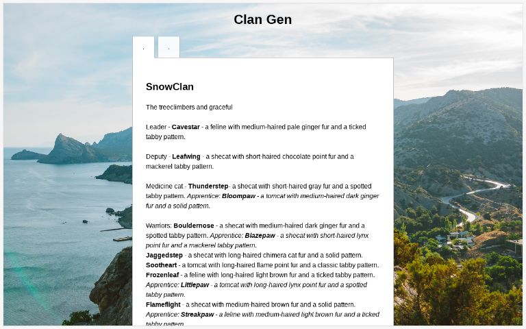 Clan Gen ― Perchance Generator