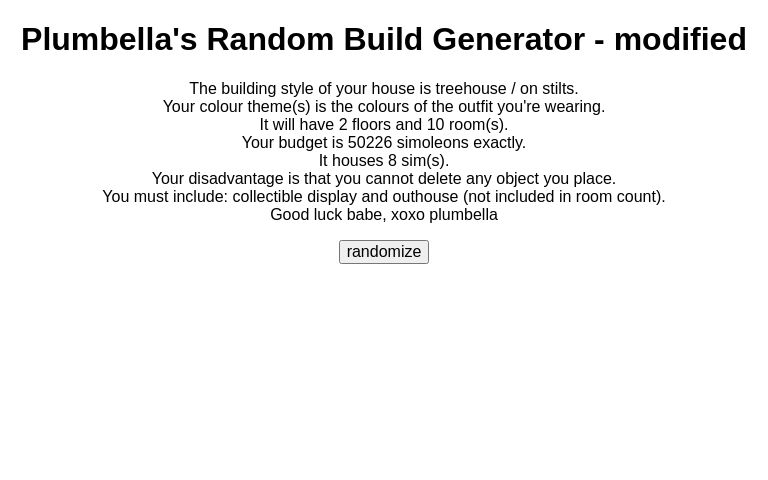 Plumbella's Random Build Generator - modified