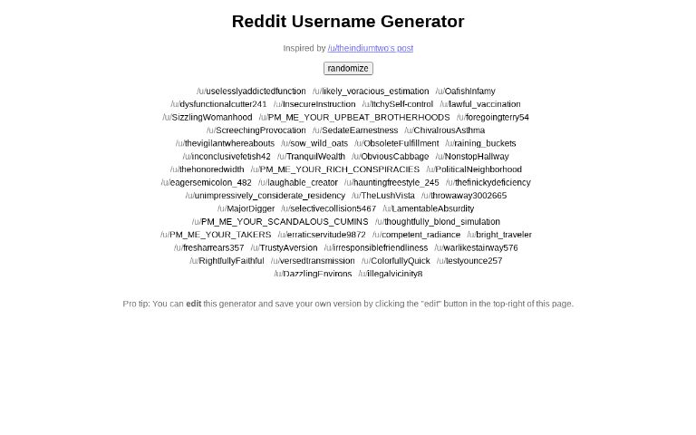 Reddit Username Generator