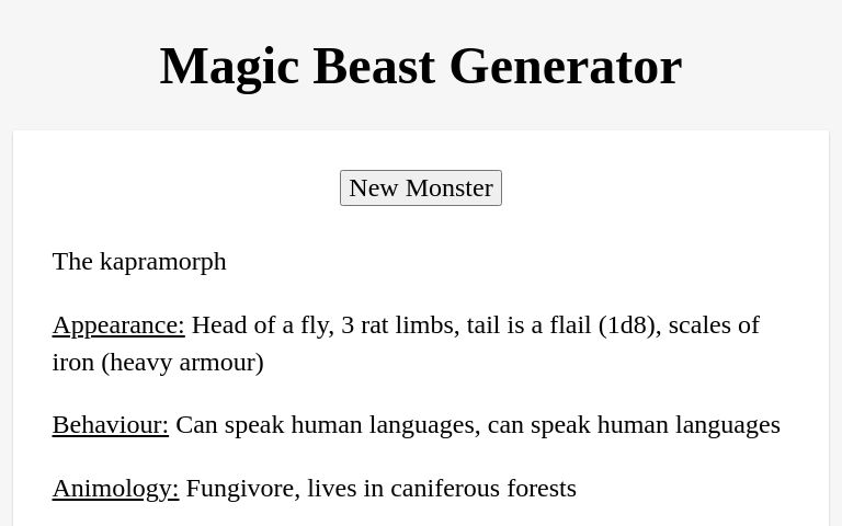 Magic Beast Generator