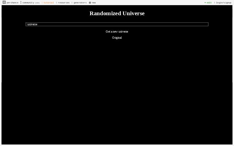 Randomized Universe ― Perchance Generator