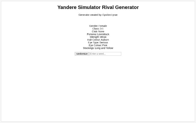 Yandere Simulator Rival Generator