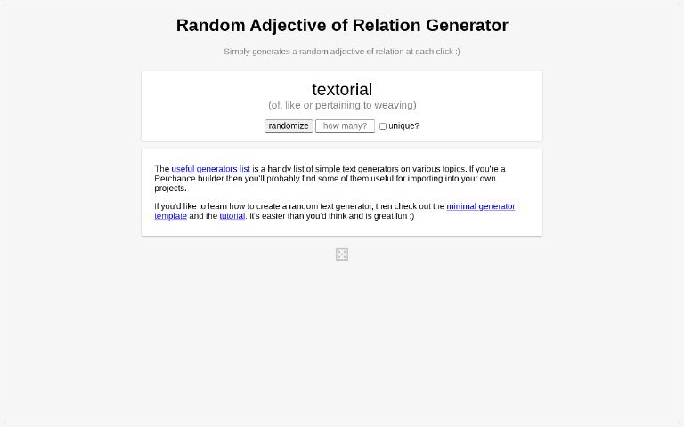 Random Adjective of Relation Generator