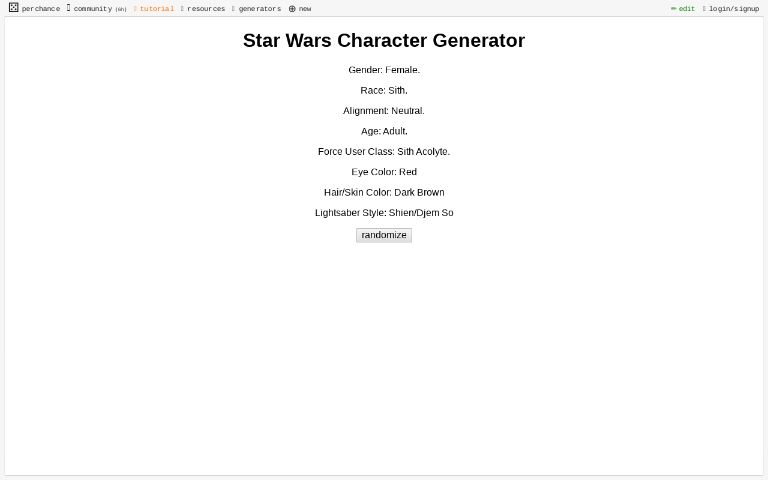 Star Wars Character Generator