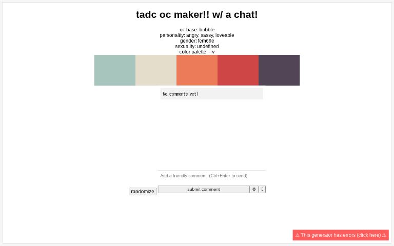 tadc oc maker!! w/ a chat!