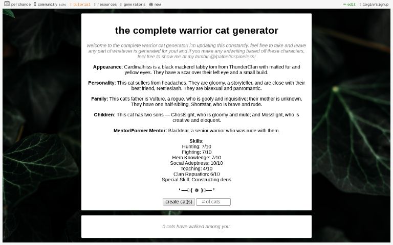 the complete warrior cat generator