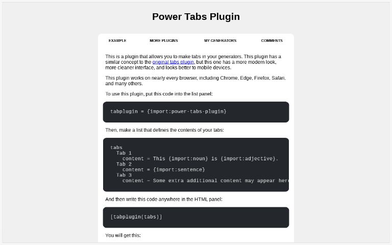 Power Tabs Plugin